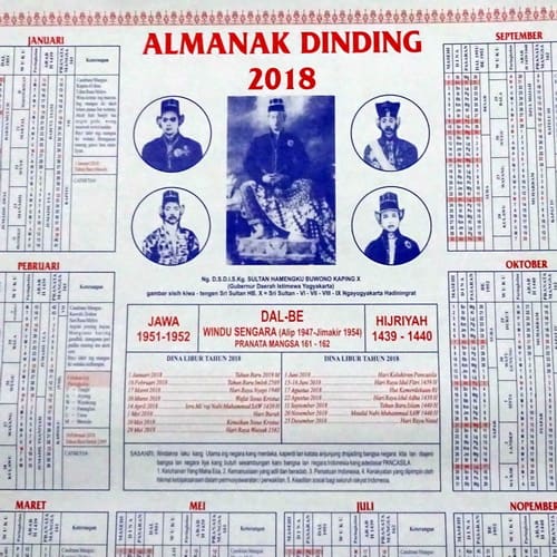 Kalender Almanak Dinding 2018 - Pusaka Dunia