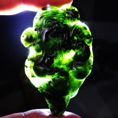 Giok Hitam Ukir Budha Tertawa - Pusaka Dunia