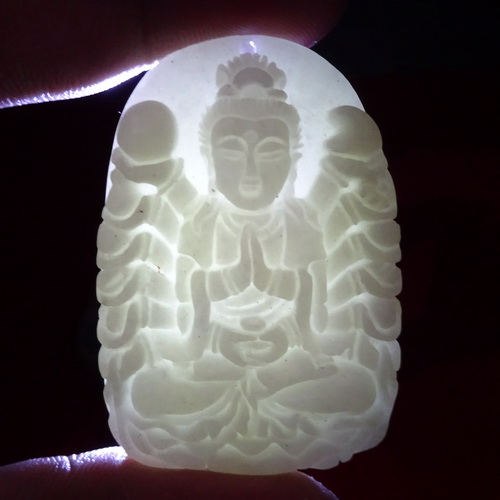 Liontin Giok Putih Ukir Dewi Betari Durga - Pusaka Dunia