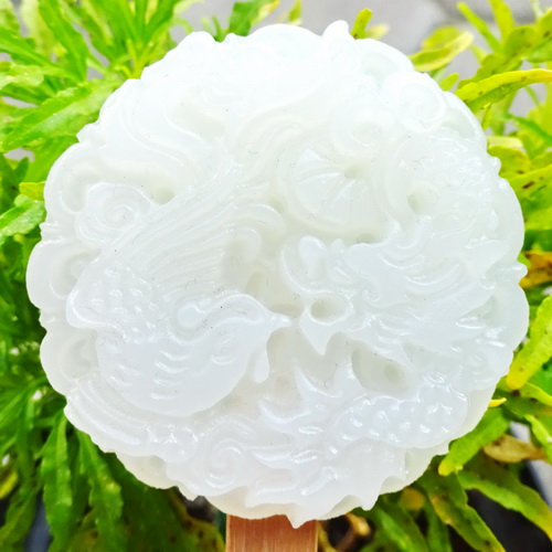 Batu Giok Putih Naga Phonix - Pusaka Dunia