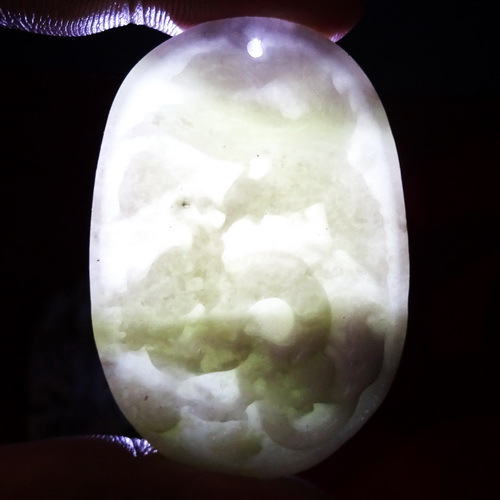 Liontin Giok Putih Ukir Naga Phonix - Pusaka Dunia