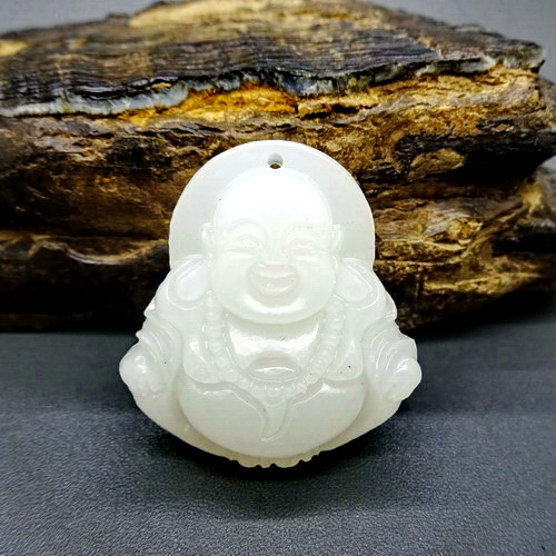 Liontin Batu Giok Ukir Budha - Pusaka Dunia