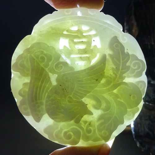 Giok Bertuah Asli Ukir Burung Phoenix - Pusaka Dunia