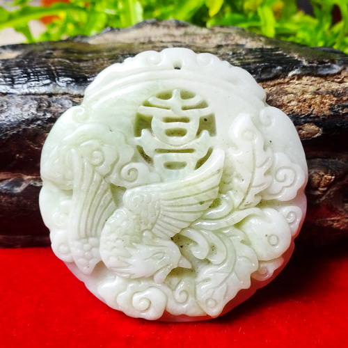 Giok Bertuah Asli Ukir Burung Phoenix - Pusaka Dunia