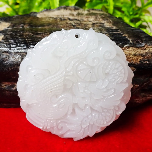 Giok Bertuah Ukir Naga Phoenix - Pusaka Dunia